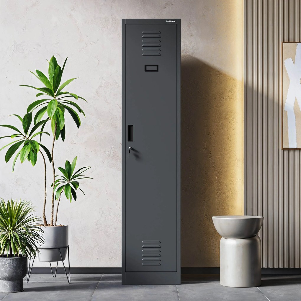 Dvoukomorová šatní skříň pro zaměstnance antracitová, 400x1800x500 mm: KACPER 1 Plus