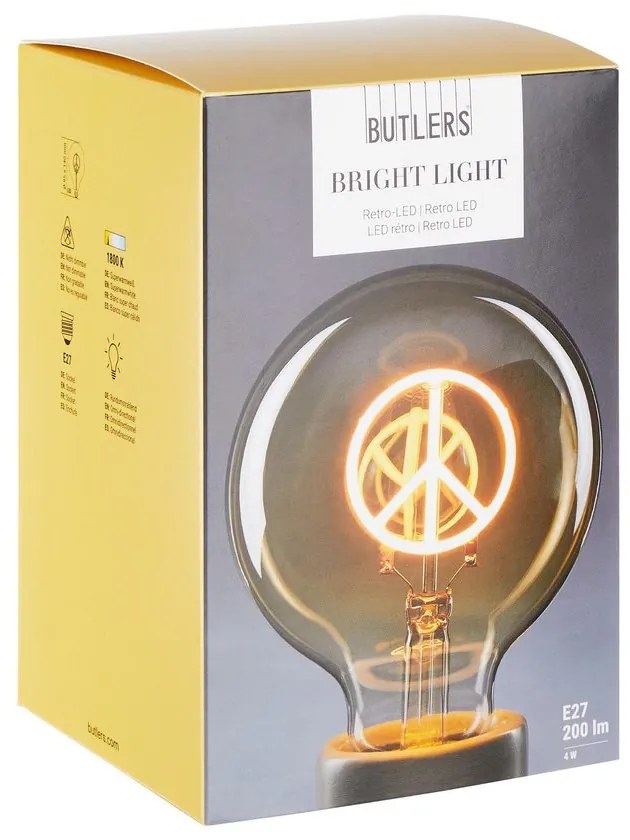 Butlers BRIGHT LIGHT LED Lampa znak míru 14 cm