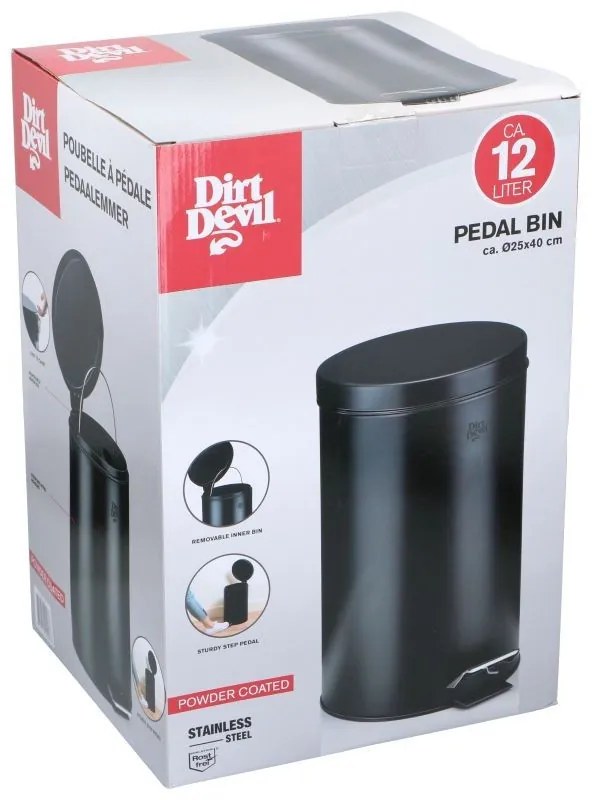 DIRT DEVIL Odpadkový koš nášlapný 12 l černáED-249493