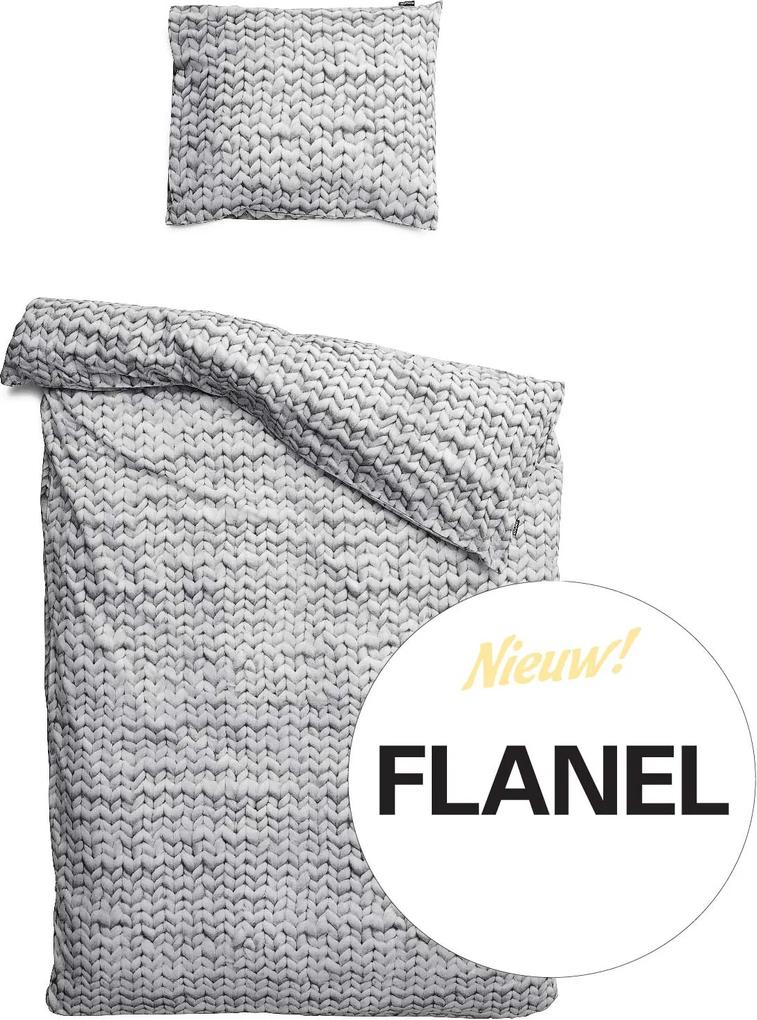 SNURK Flanelové povlečení, pletený vzor šedý, 200x140+ 80x80