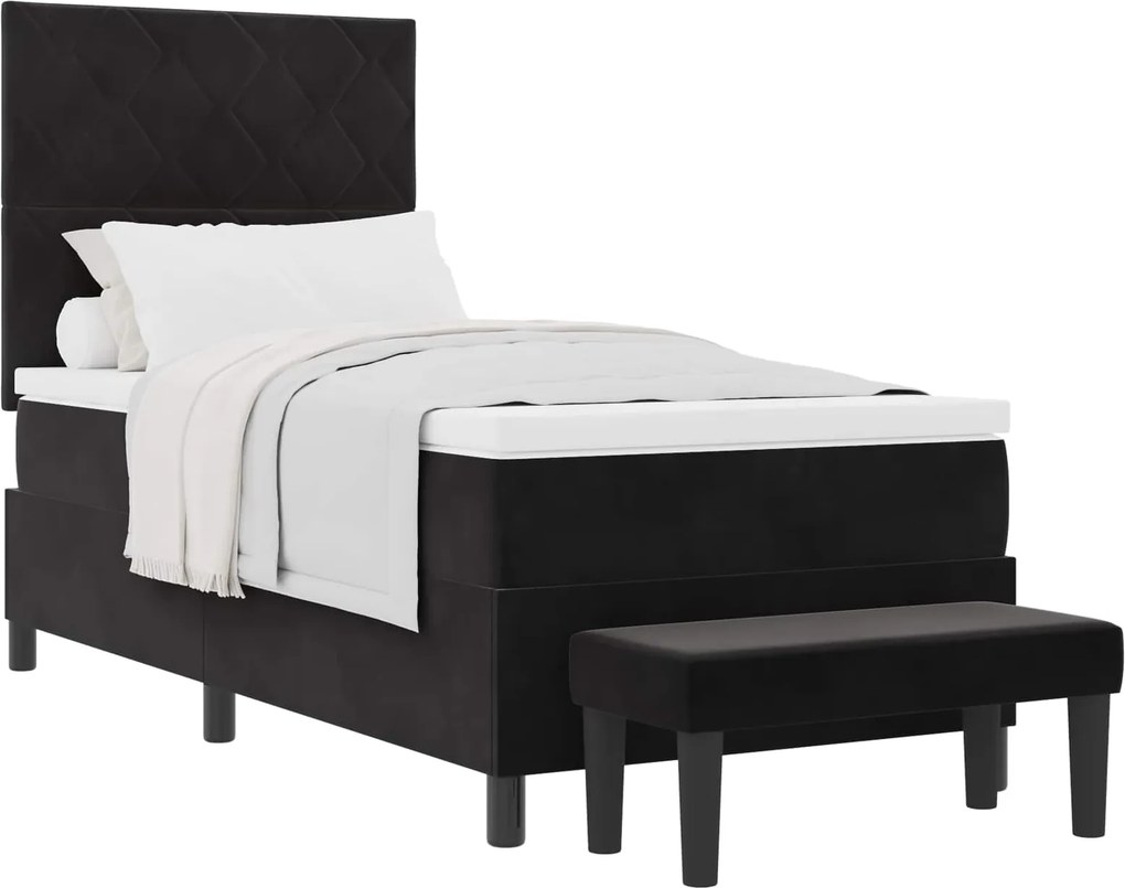 Postel s boxspringem s čelo Černá 200 x 90 cm samet 3344554