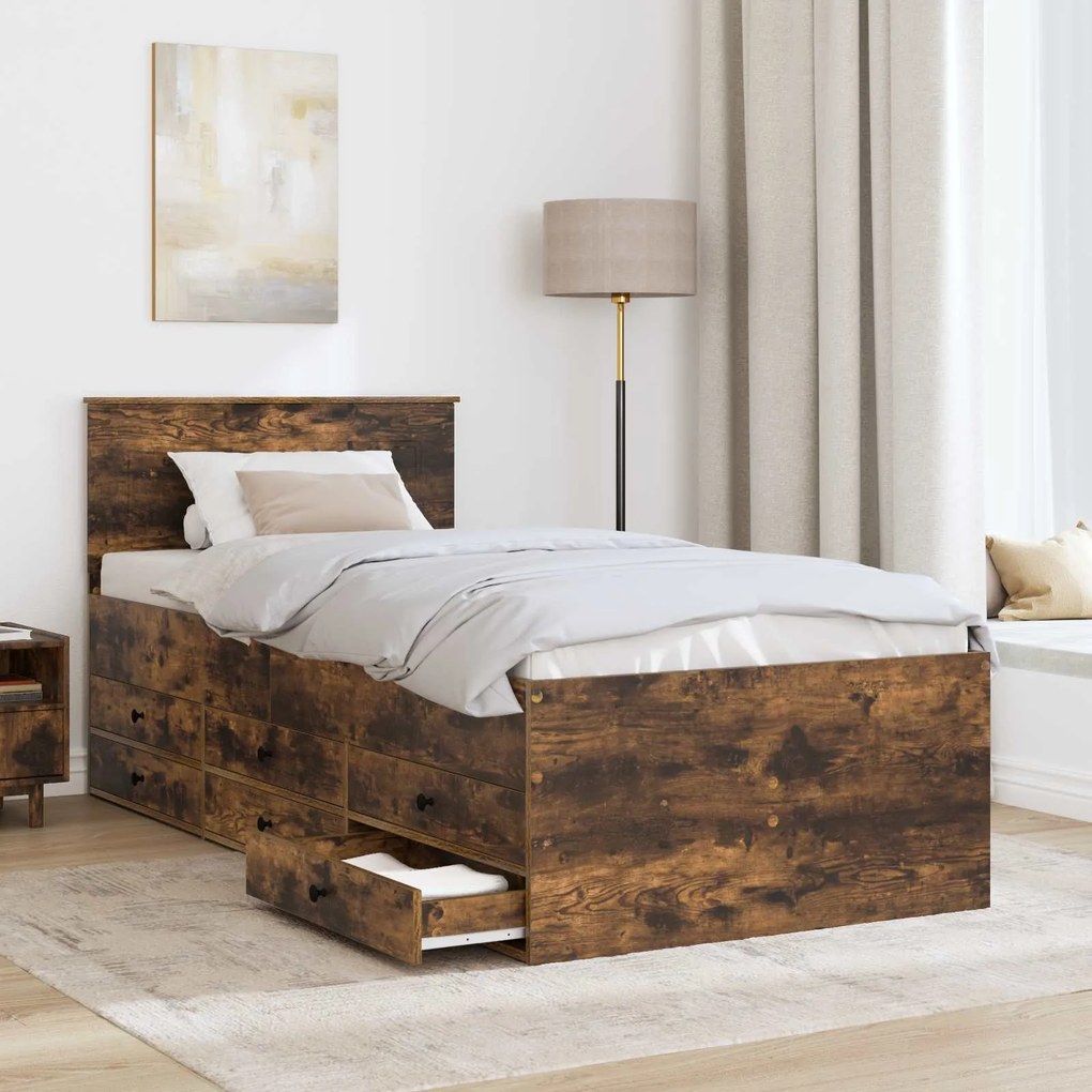 Daybed s čelo Uzený dub a černá 75 x 190 cm Kompozitní dřevo 3408540