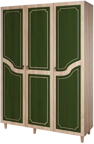 Třídveřová šatní skříň Mode Retro Green, 135 x 192 cm