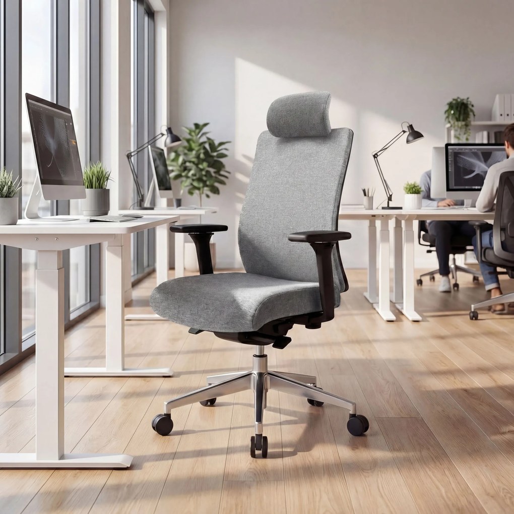 Ergonomická otočná kancelářská židle, šedá: VECTOR