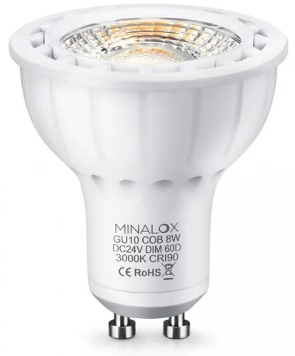 Stmívatelná led žárovka minalox gu10 8w 24v 60° 2700k