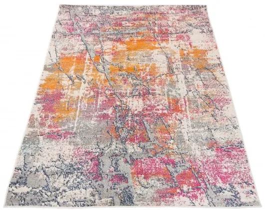 Kusový koberec DENVER A024A Abstraktní moderní šedý oranžový Rozměr: 180x250 cm