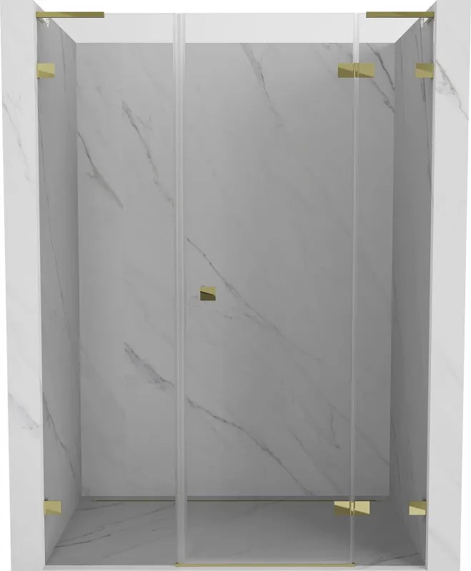 Mexen Lunar L, pravé otočné sprchové dveře 125 cm, čiré sklo, zlatý profil, 834SL-125-050-50-00-P