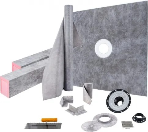 Vodotěsná sprchová souprava Vanička 121,9 × 121,9 cm s centrálním odtokem z PVC