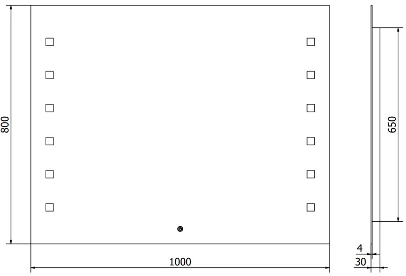 Mexen Ner, LED koupelnové zrcadlo s podsvícením 100x80 cm, 6000K, ochrana proti zamlžování, 9809-100-080-611-00