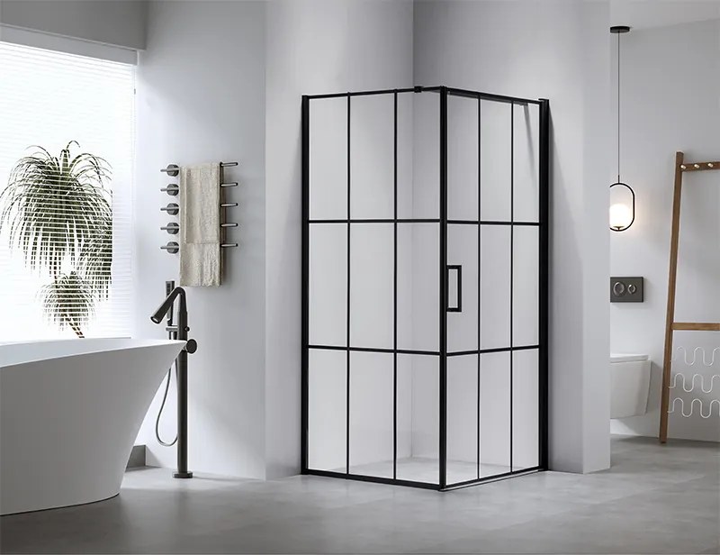 BPS-koupelny Čtvercový sprchový kout HYD-SK13B 90x90 černá/transparent - bez vaničky