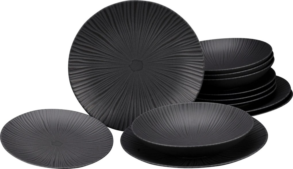 XXXLutz JÍDELNÍ SOUPRAVA Vesuvio black 12dílné Creatable - Online Only nádobí - 007768029101