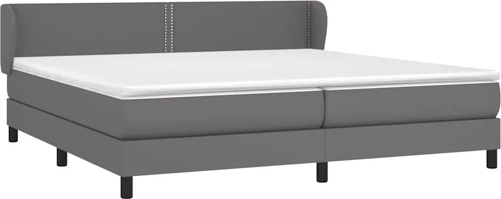 Box spring postel s matrací šedá 200x200 cm umělá kůže 3127275