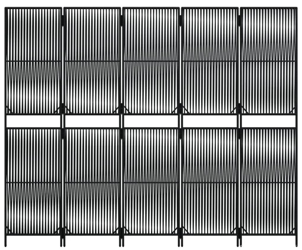 Dělicí stěna 5 panelů černá polyratan