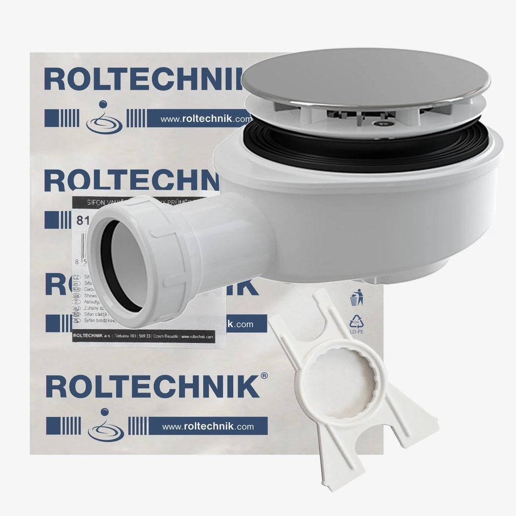 Vaničkový sifon Roth - snížený chrom plast Ø 90 S Vaničkový sifon Roth - snížený CHROM PLAST Ø 90 8100034