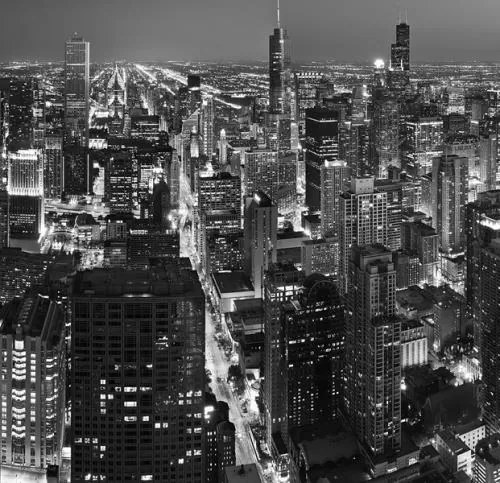 Luxusní vliesové fototapety Chicago - černobílé, rozměr 279 cm x 270 cm