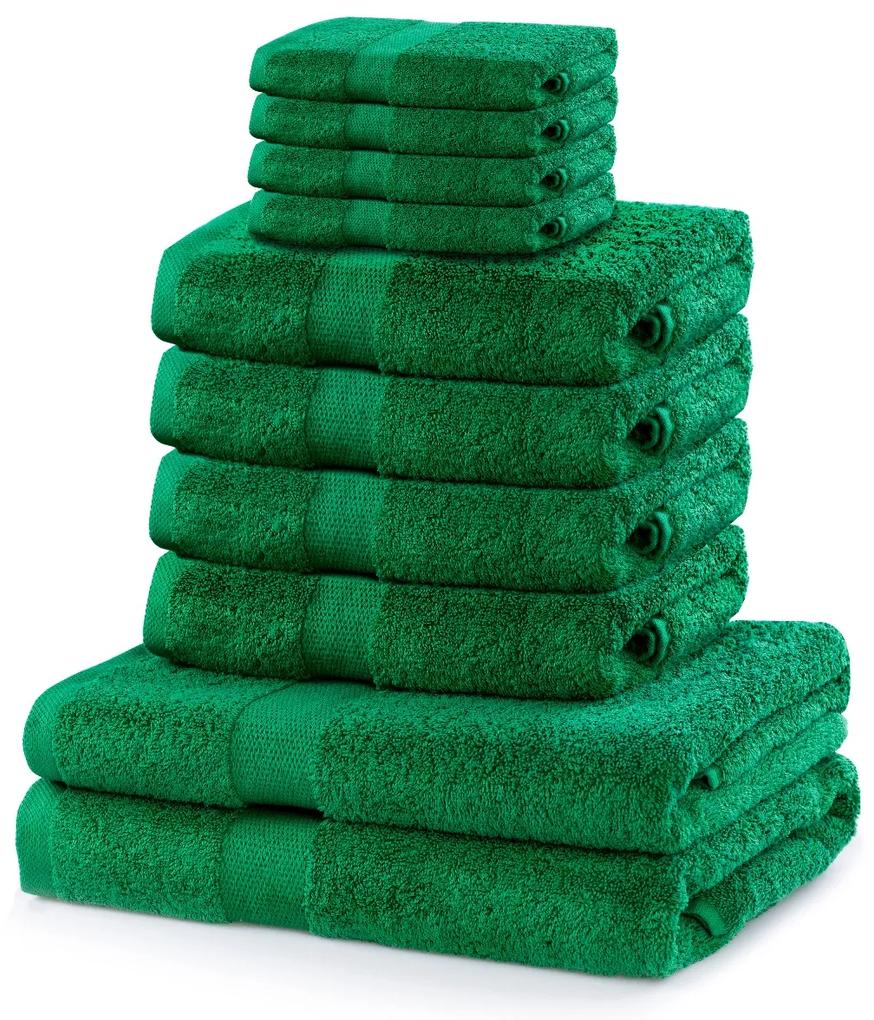 DecoKing - Sada bavlněných ručníků Zelená MARINA HLADKÉ