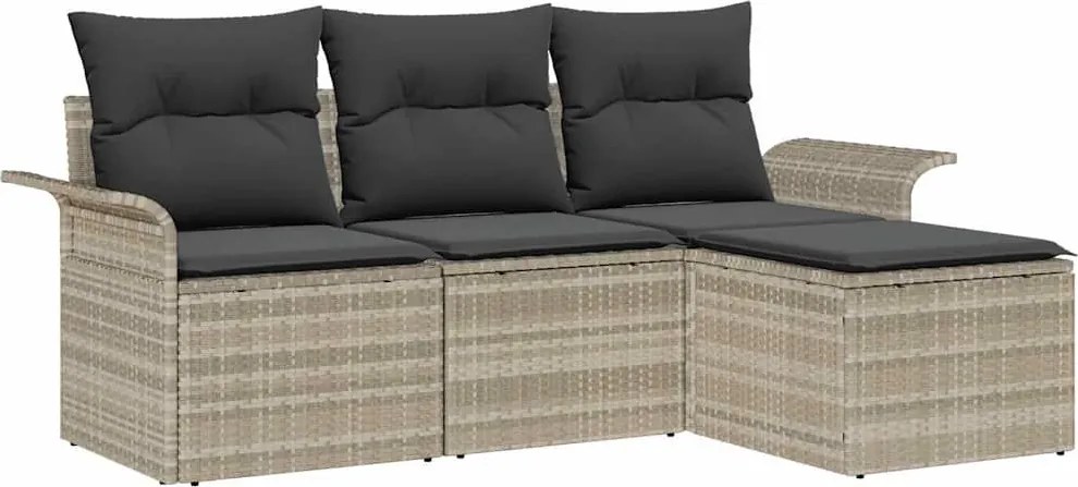 Set pohovek 4 ks 4-Počet míst Šedá polyratan 3345312