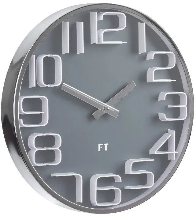 Designové nástěnné hodiny future time ft7010gy numbers grey 30cm