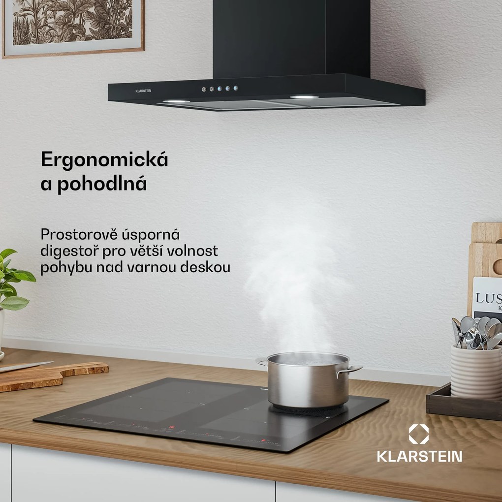 Klarstein Limelight, digestoř, 60 cm, nástěnná, 639 m³/h, černá