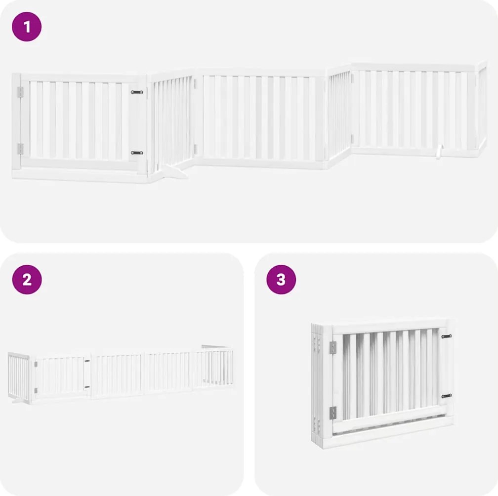 Zábrana pro psy s dvířky skládací 6 panelů bílá 480 cm topol 3155673