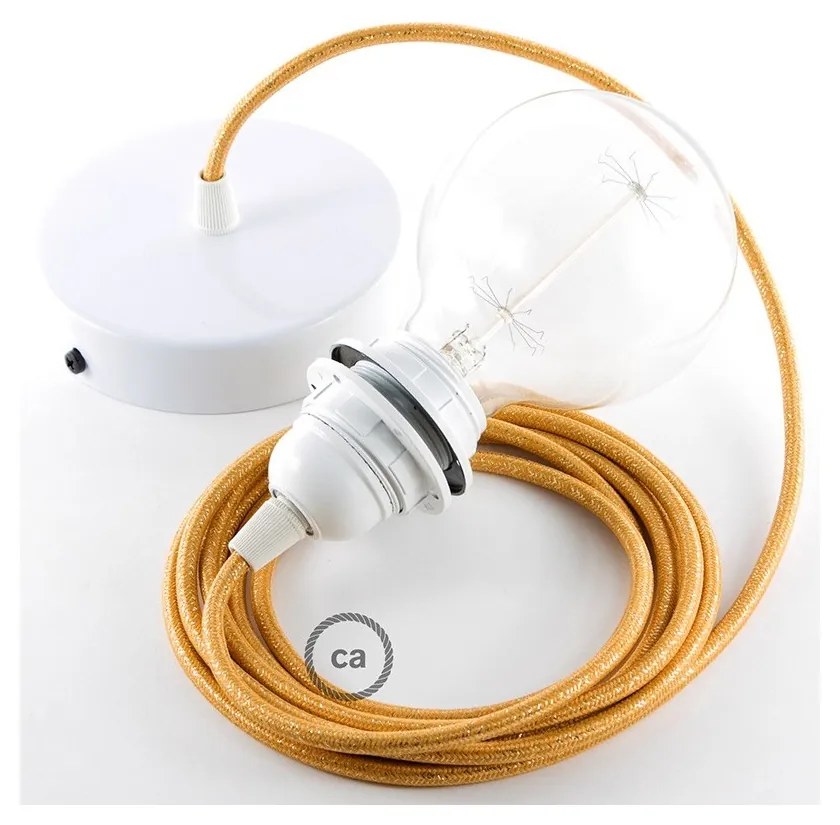 creative cables Závěsné svítidlo pro stínidla s třpytivým zlatým textilním kabelem RL05 Velikost: 200 cm, Barva: Chrom, Montáž: Sestavený