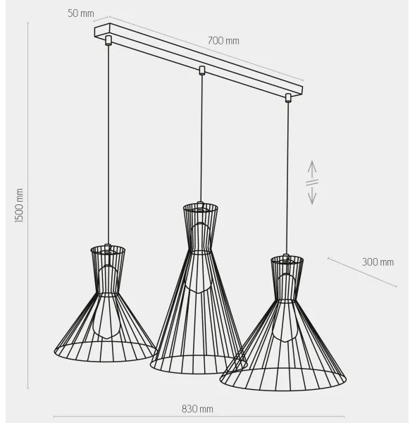 Lustr na lanku SAHARA 3xE27/60W/230V