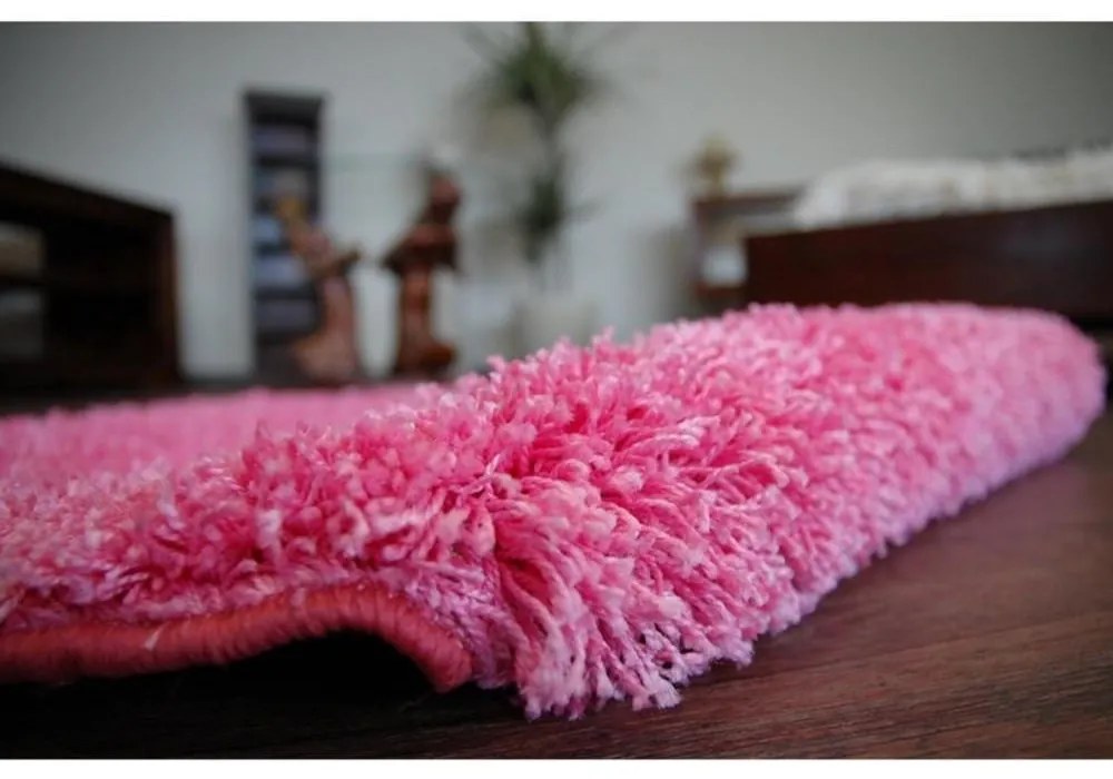 Kusový koberec Shaggy Roy růžový kruh 100cm
