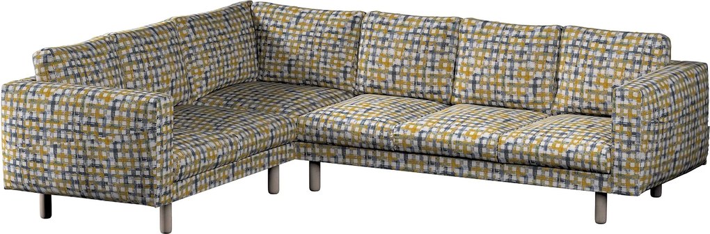 Potah na pohovku IKEA Norsborg rohová 5-místná barva modrá látka pletený vzor, vzorované