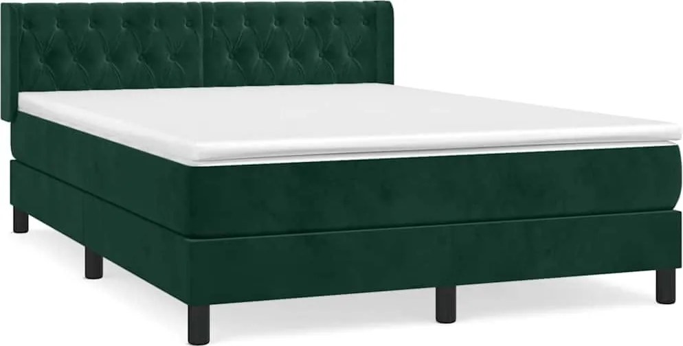 Box spring postel s matrací tmavě zelená 140x190 cm samet 3131138