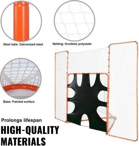 Lakrosová branka 3-V-1 s dorazem a terčem, 3,66 × 2,74 m