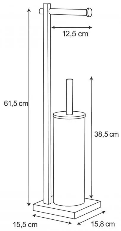 Erga Luki, držák na toaletní papír a WC kartáč 2v1, černá matná, ERG-YKA-P.LUKI-FB