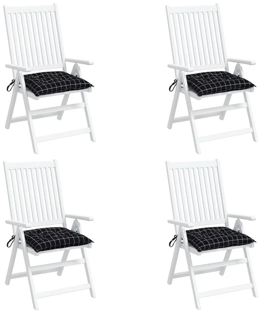 Podušky na židli 4 ks černé kárované 40 x 40 x 7 cm textil - Default Title