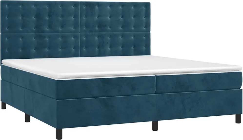 Box spring postel s matrací tmavě modrá 200x200 cm samet 3143287