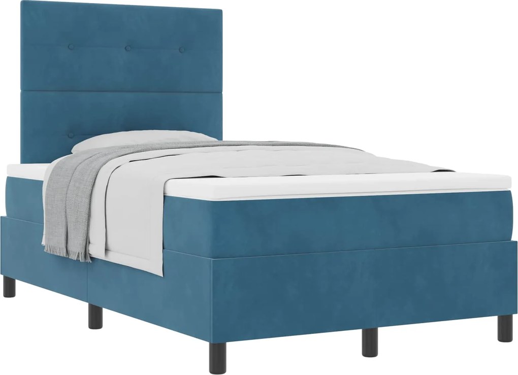 Postel s boxspringem s čelo Tmavě modrá 120 x 190 cm samet 3339822