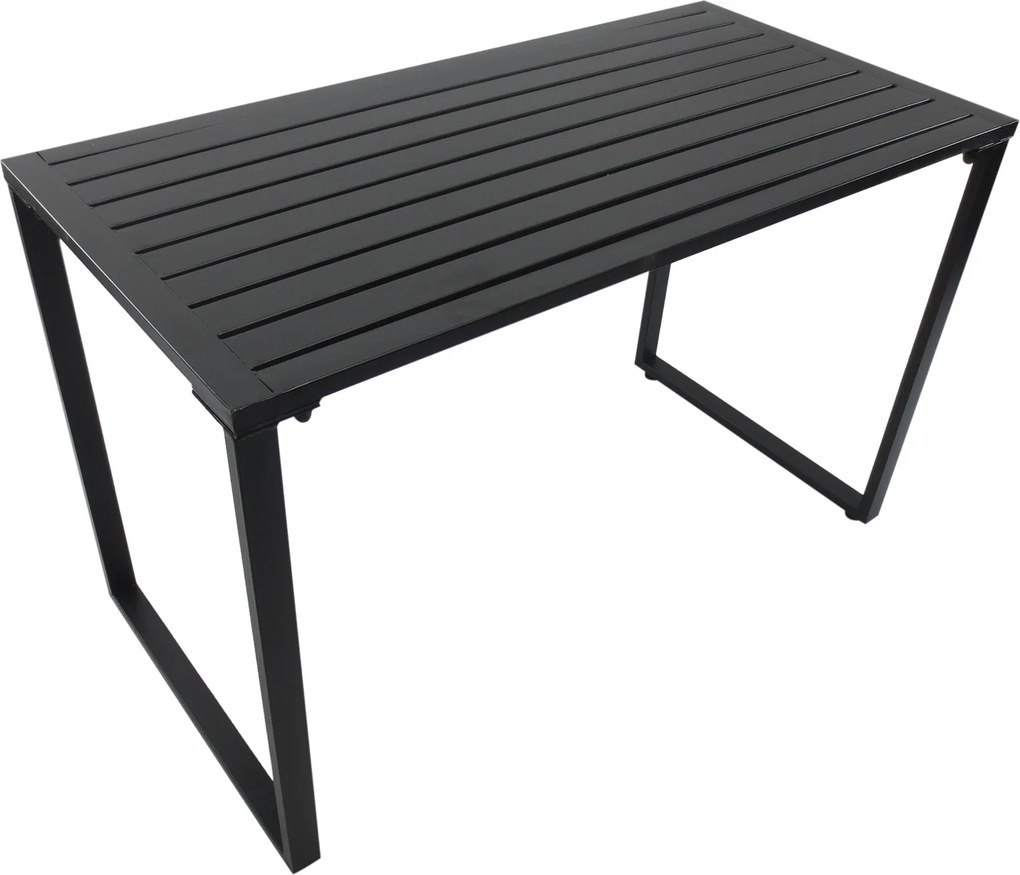Outsunny sada venkovního nábytku 3-dílná pevná zahradní souprava se stolem a 2 kovovými lavicemi černá 110 x 55 x 70 cm