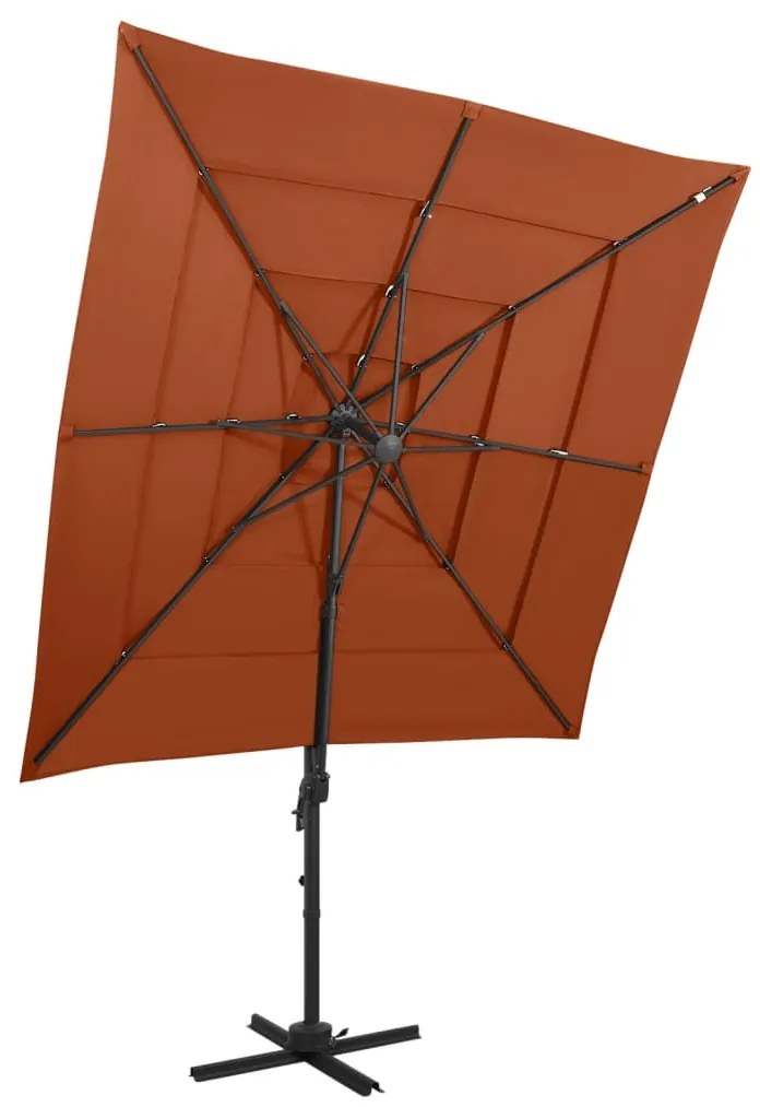 4stupňový zahradní slunečník hliníková tyč terakota 250x250 cm 313825