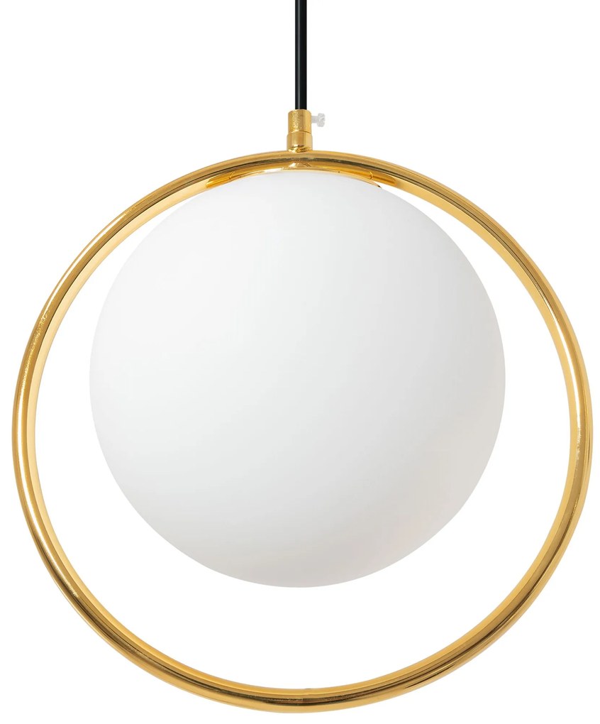 Toolight, Stropní lampa visící skleněná koule 1xE27 APP430-1CP, zlatá-bílá, OSW-01560