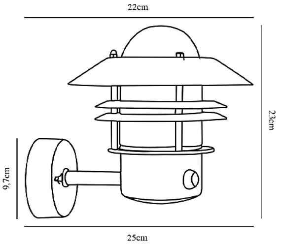 Nordlux 25031031 Blokhus Up Sensor, venkovní nástěnné svítidlo v severském designu se senzorem, 1x60W, galvanizované, výška 23cm, IP54