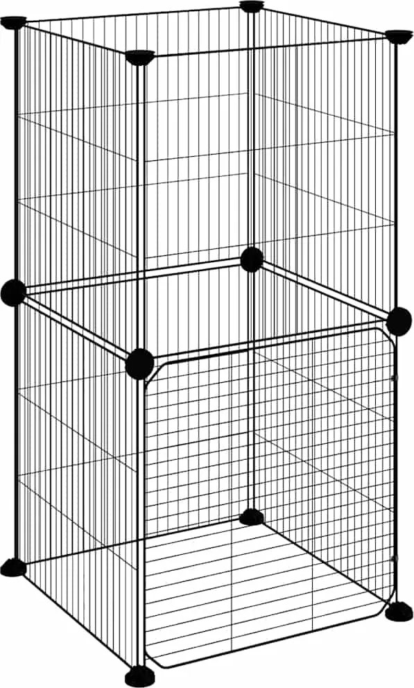 8panelová ohrádka pro zvířata s dvířky černá 35 x 35 x 70 cm ocel 3114035