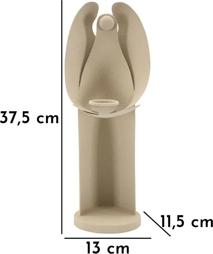 Kovový svícen Angel 37 cm krémový