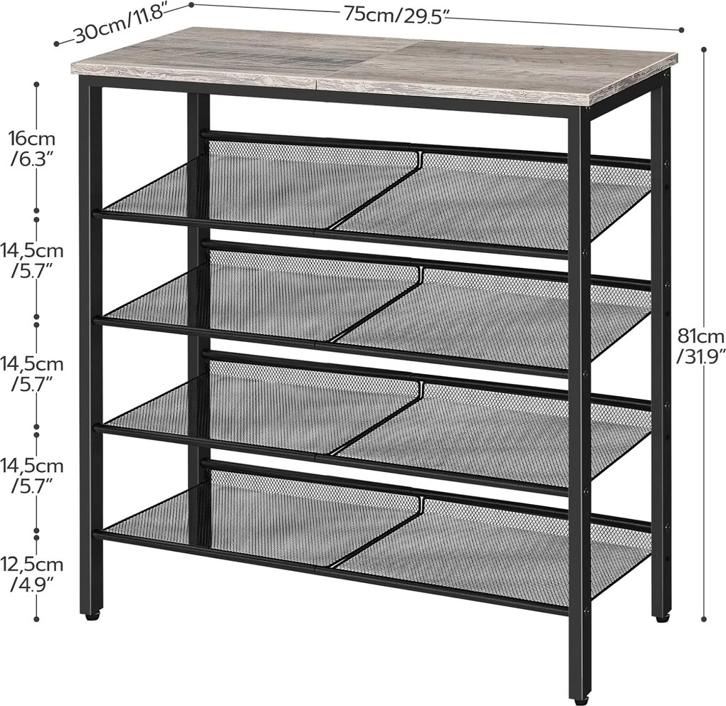 Botník Vasagle Melas 81 cm černý/šedý