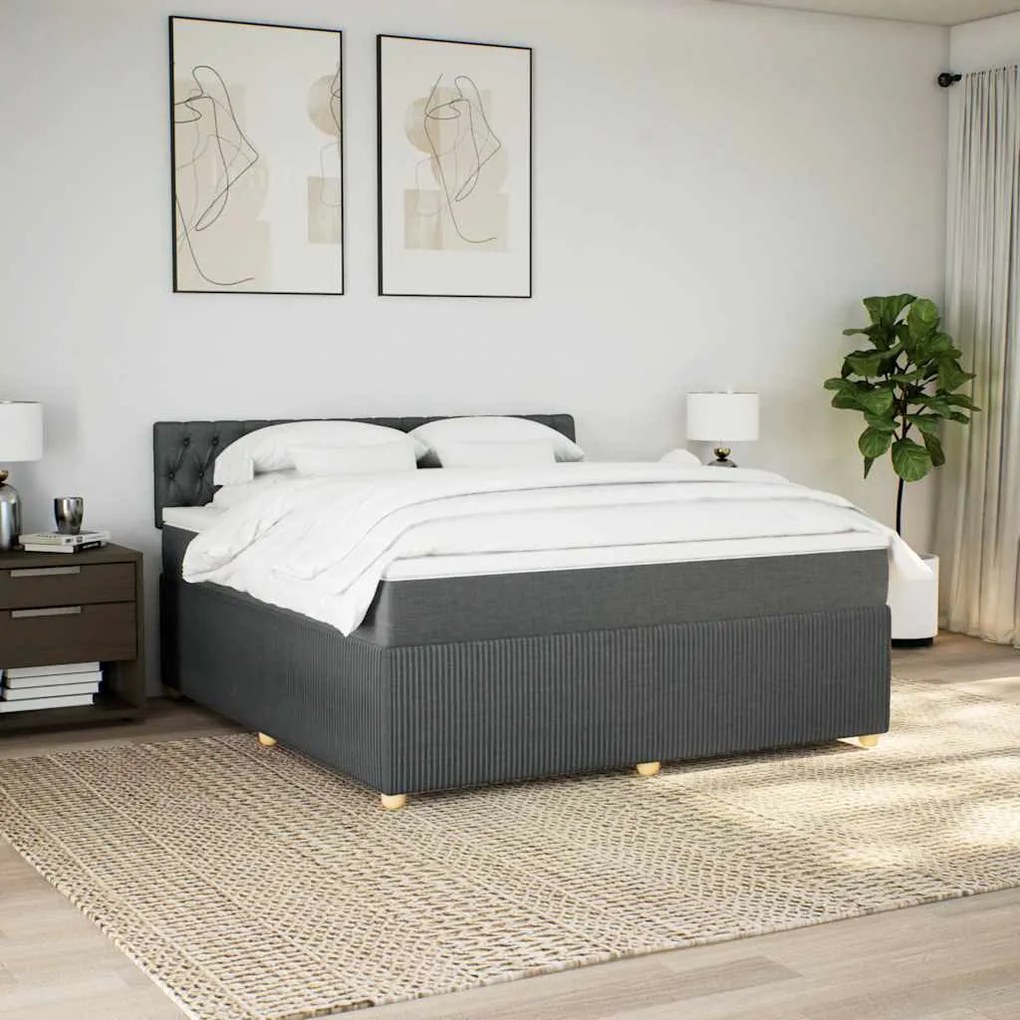 Box spring postel s matrací tmavě šedá 180x200 cm textil 3287543