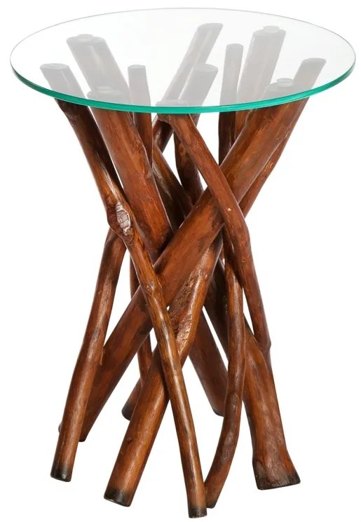 Inviro Odkládací stolek Wood 40cm hnědý