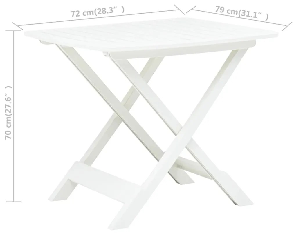 Skládací zahradní stůl bílý 79 x 72 x 70 cm plast - Default Title