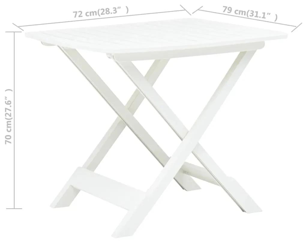 Skládací zahradní stůl bílý 79 x 72 x 70 cm plast
