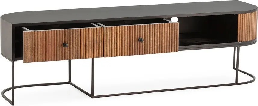 TV stolek z mangového dřeva v přírodní barvě 160x45x40 cm Curve – MOME