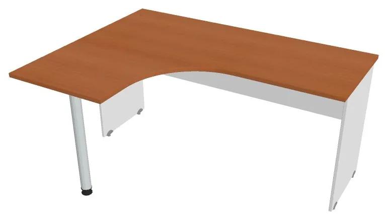 Stůl ergo pravý 160*120 cm - Hobis Gate GE 60 P Dekor stolové desky: třešeň, Dekor lamino podnože: bílá, Barva nohy: stříbrná