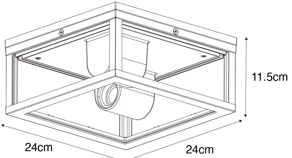 Stropní svítidlo černé s kouřovým sklem 2-světlo IP44 - Charlois