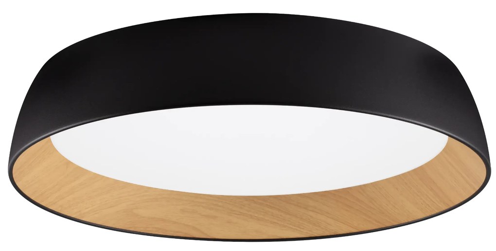 LED stmívatelné černo-dřevěné moderní stropní svítidlo Sigi