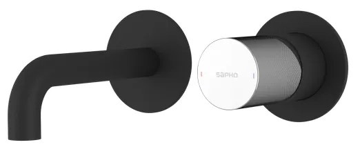 Sapho Sapho, ULTRATAP 2-prvková podomítková umyvadlová baterie, hubice 16cm, černá mat/chrom, UT118TBC